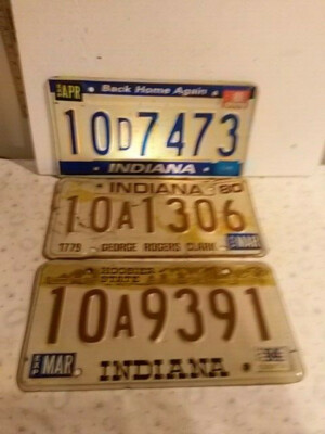 Indiana state car license tag plate vintage metal 1980s era lot 3 | eBay