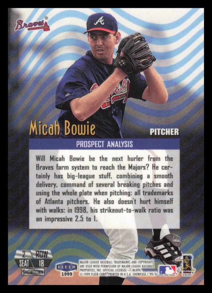 1999 Flair Showcase Row 2 #18 Micah Bowie Atlanta Braves | eBay