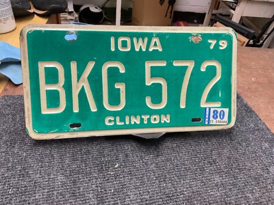 License Plate Tag Vintage Iowa BKG 572 Clinton 1979 w/ 1980 sticker ...