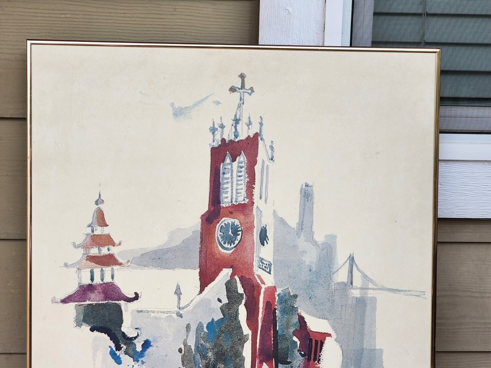 Vintage NOAL Betts Lithograph SAN FRANCISCO Old St. Mary's Cathedral ...