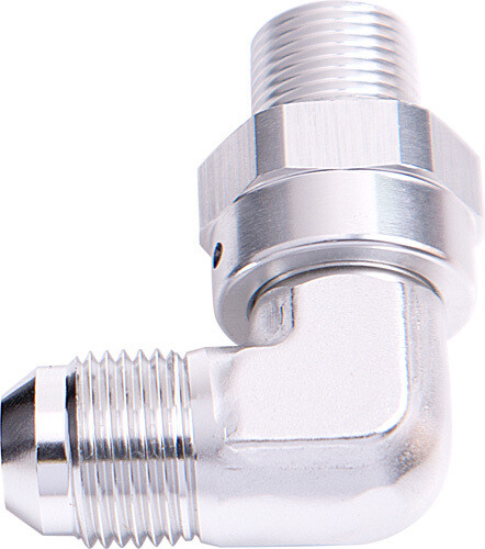 Aeroflow 90 Deg 3/4" NPT To -12AN Silver Male Swivel Thread AF922-12 ...