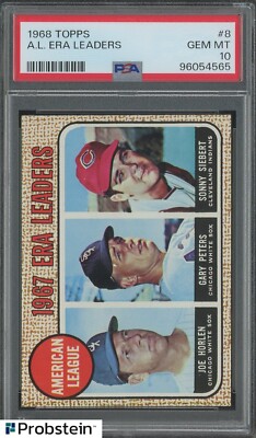 1968 Topps #8 ERA Leaders Joe Horlen Gary Peters Sonny Siebert PSA 10 ...