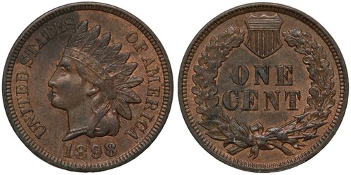 United States 1898 Indian Head Cent 1C Philadelphia Mint World Bronze ...