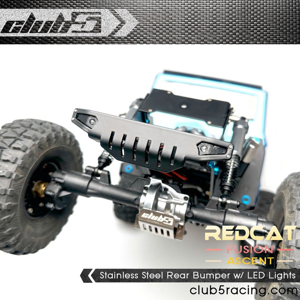 Stainless Steel Rear Bumper w/ LED Lights ( 6V ) for Redcat Ascent ...