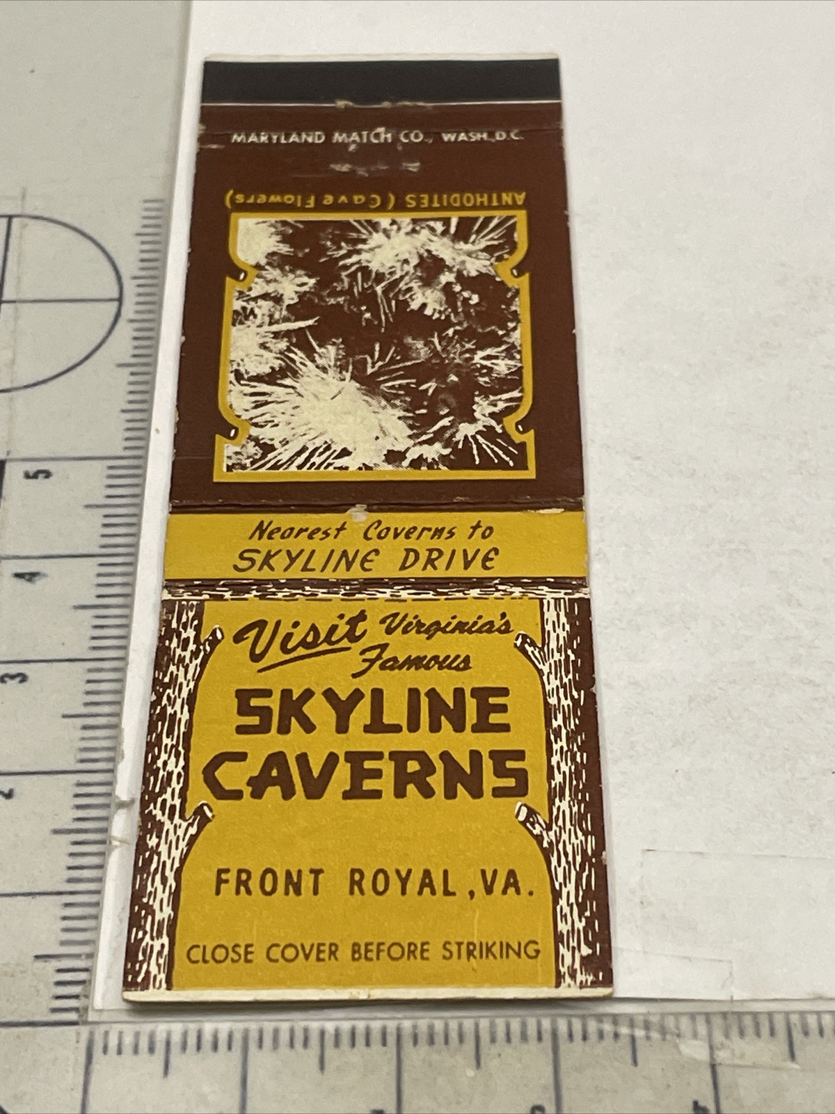 Front Strike Matchbook Cover Skyline Caverns Front Royal, VA gmg ...