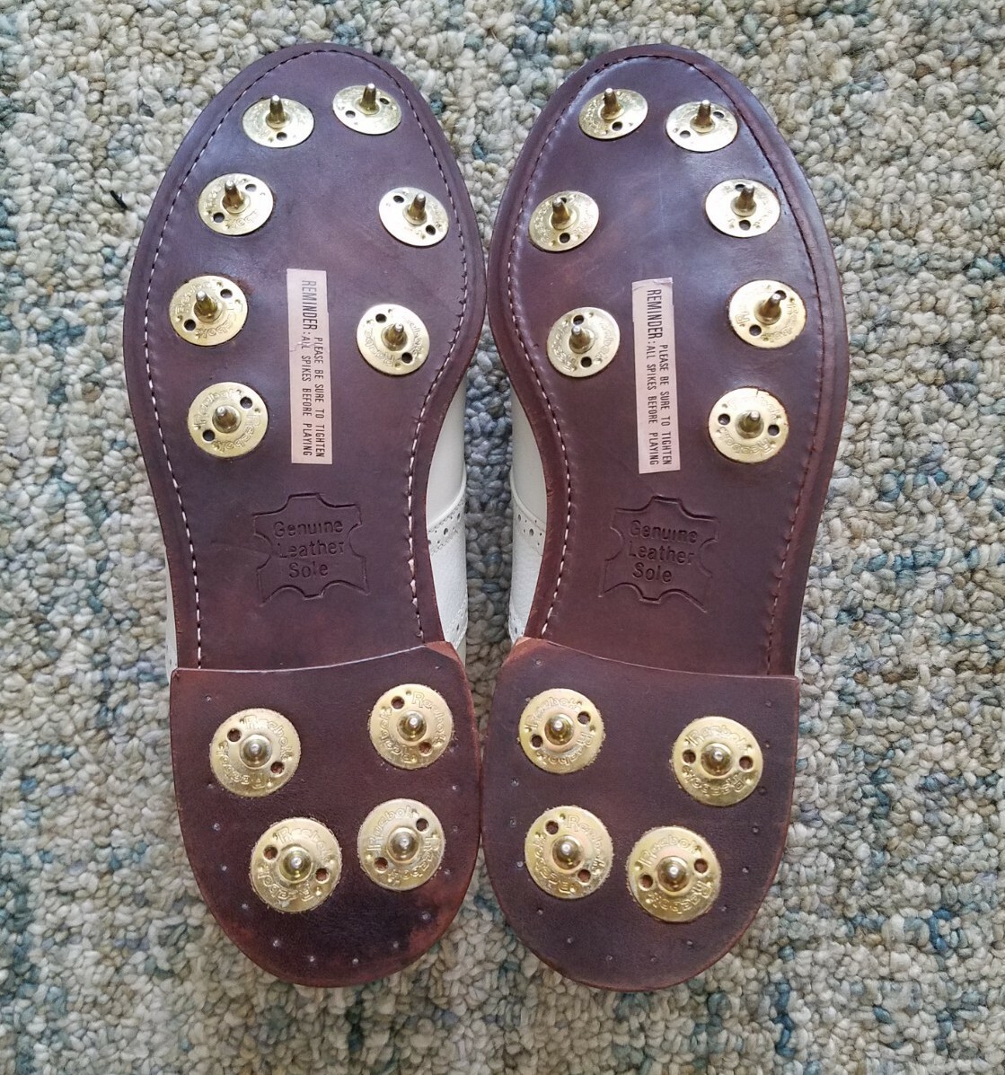 VINTAGE 80'S MEN REEBOK CLASSIC WHITE BRASS SPIKES MADE IN KOREA GOLF ...