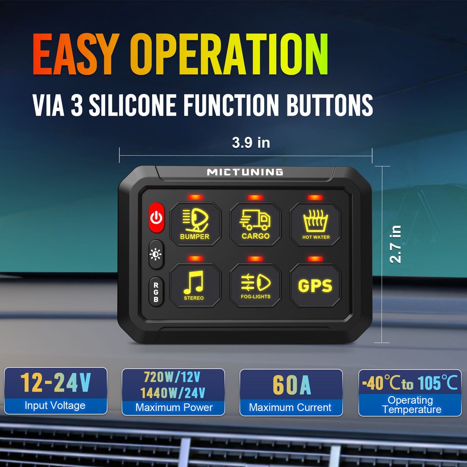 6 Gang Switch Panel LED Light Bar Circuit Control Box For Car Boat ...