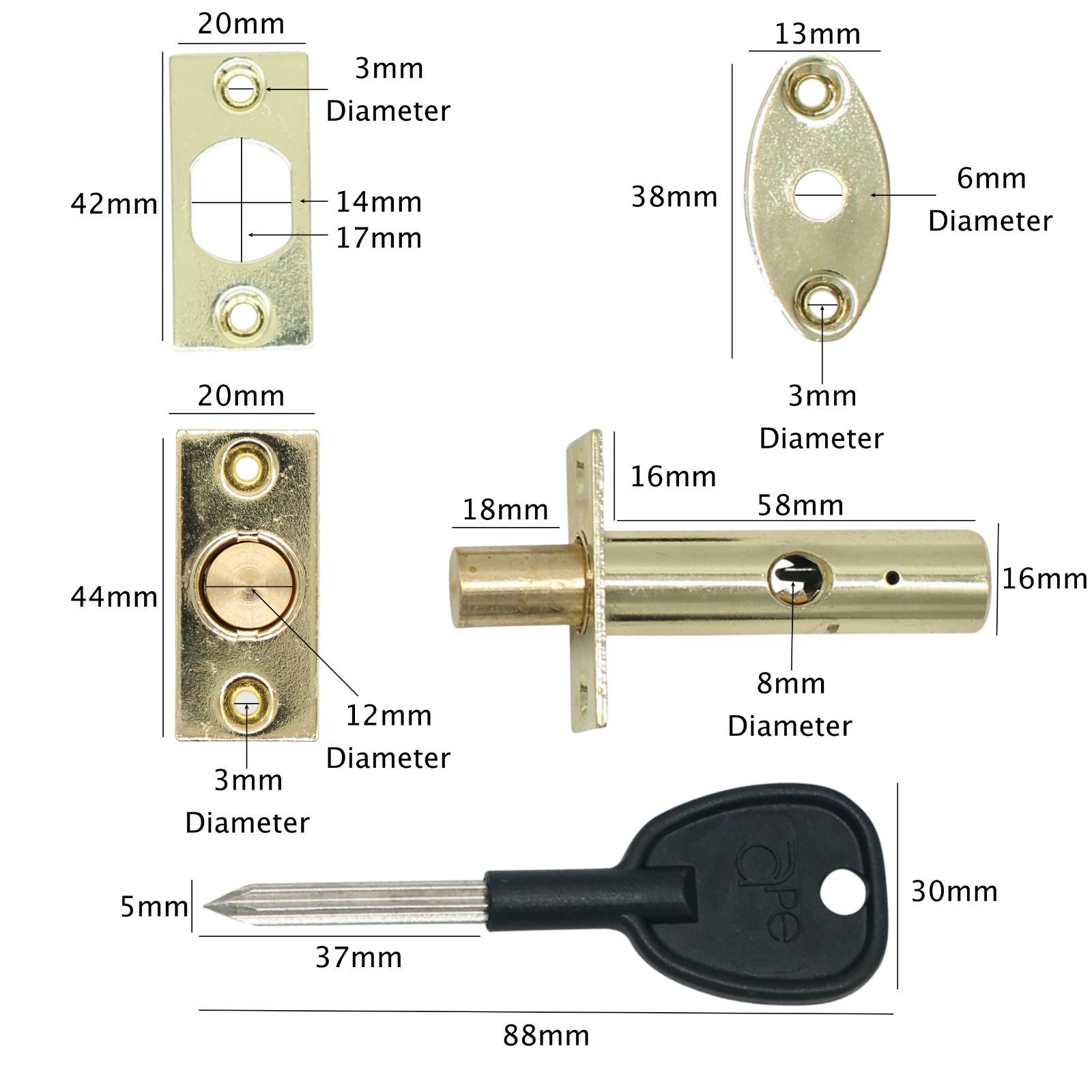 Rack Mortice Bolt Door SECURITY Star Key Locks Extra Star Key 5 ...
