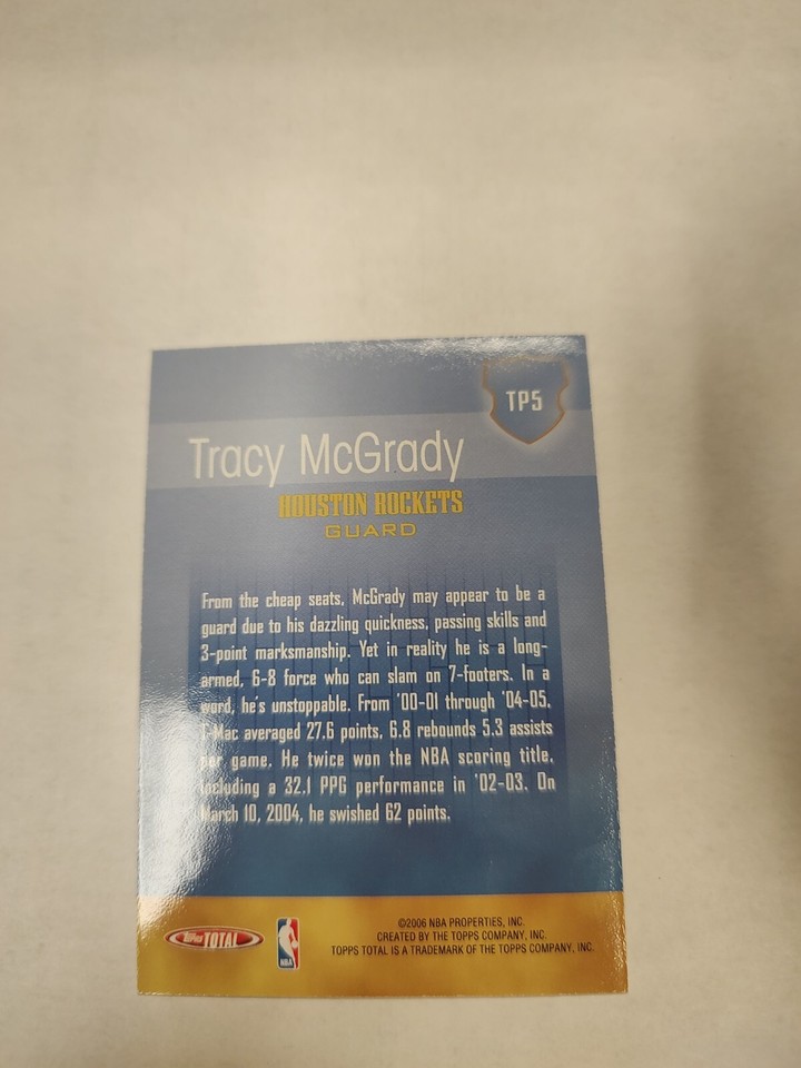 2005-06 Topps Total Total Performance Tracy McGrady #TP5 HOF (PWE) | eBay