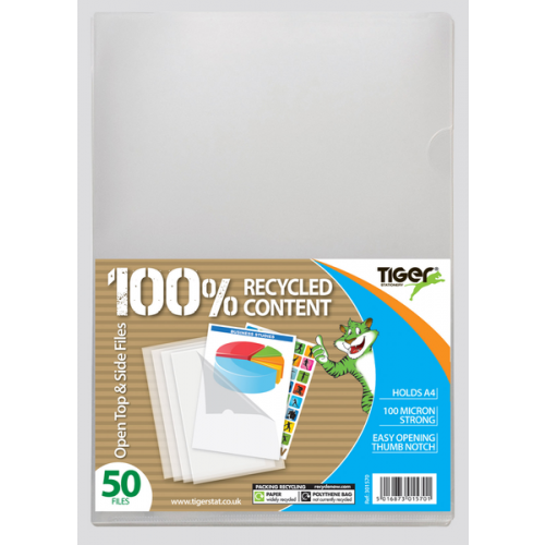 50 x Clear A4 Report Files Cut Flush Document Folder Open Top and Side ...