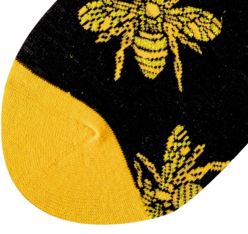 Bees Crew Socks Black Bumble Bee Happy Sock Pollinator Fashion Women's ...