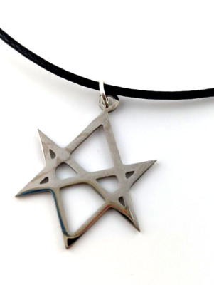 UNICURSAL HEXAGRAM PENDANT Thelema Symbol cord necklace Aleister ...