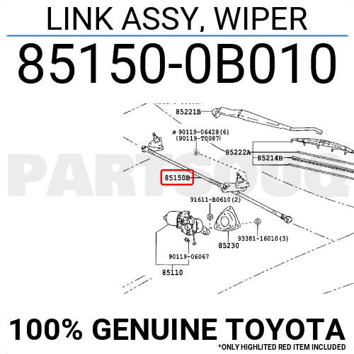 851500B010 Genuine Toyota LINK ASSY, WIPER 85150-0B010 | eBay