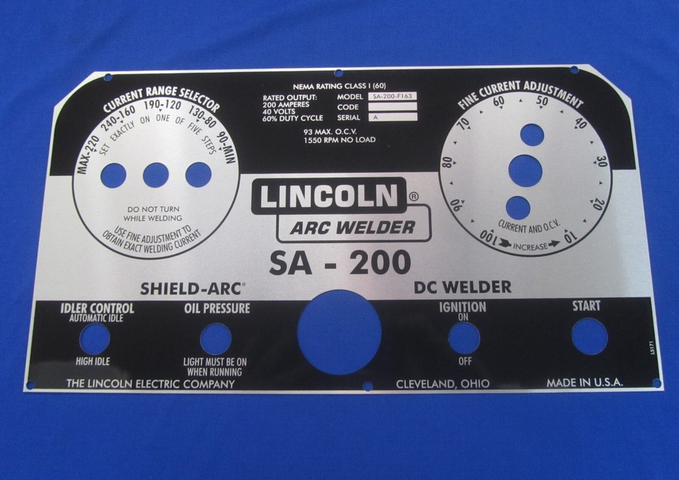 Sa-200 Lincoln Welder Black Face Green Light Faceplate L5171 OEM ...