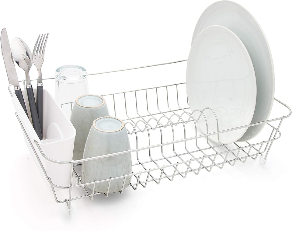 Simplywire - Dish Drainer - anti Rust Drying Rack – Chrome with White ...