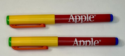 2 Apple Computer Logo Rainbow Color Ballpoint Pen Vintage MAC Promo ...