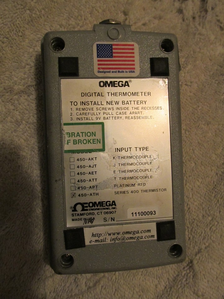 Omega 450 ATH Thermistor Thermometer 2252 25c Digital Temperature ...