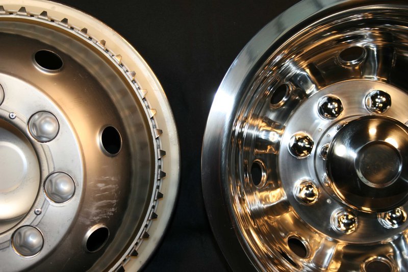 Ford E350 E450 Snap on Front Wheel simulators rv 8 lug 8 hole stainless ...