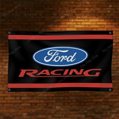 Ford Racing Flag #3x5ft Car Truck Show Garage Workshop Man Cave Wall ...