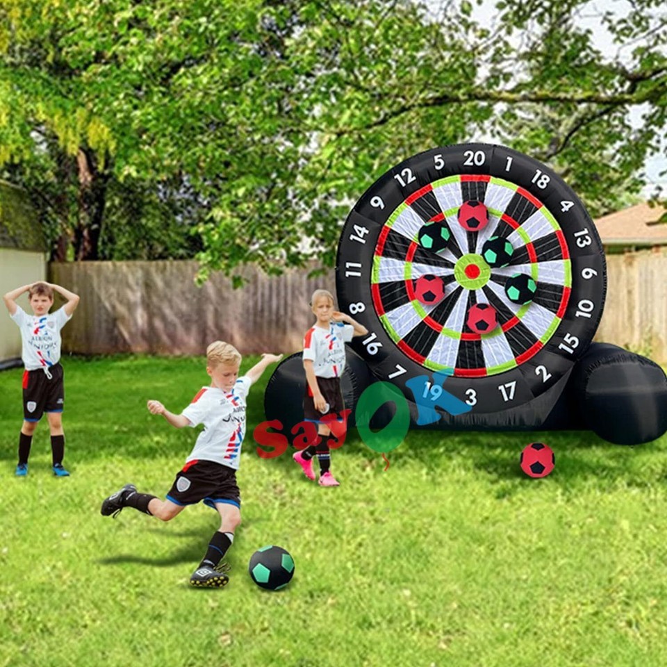 10ft Inflatable Football Kicking Target Darts Board Garden GameW/8Balls ...