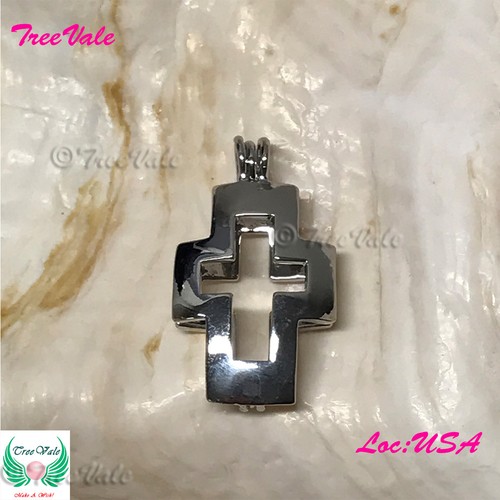 Holy Cross - Silver Plated - Locket Pearl Cage Pendant - Can Hold 5.5mm ...