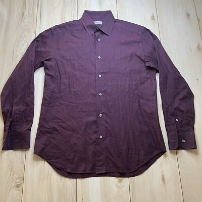 Brioni Made In Italy Button Up Shirt Cotton Red Fade Pattern Mens Size ...