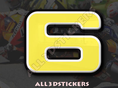 3D Stickers Resin Domed NUMBER 6 SIX - Color Yellow - 50 mm(2 inches ...