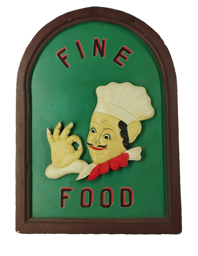 Vintage Wooden Large 24.5"x17.5" Italian Chef Restaurant Fine Food Sign ...
