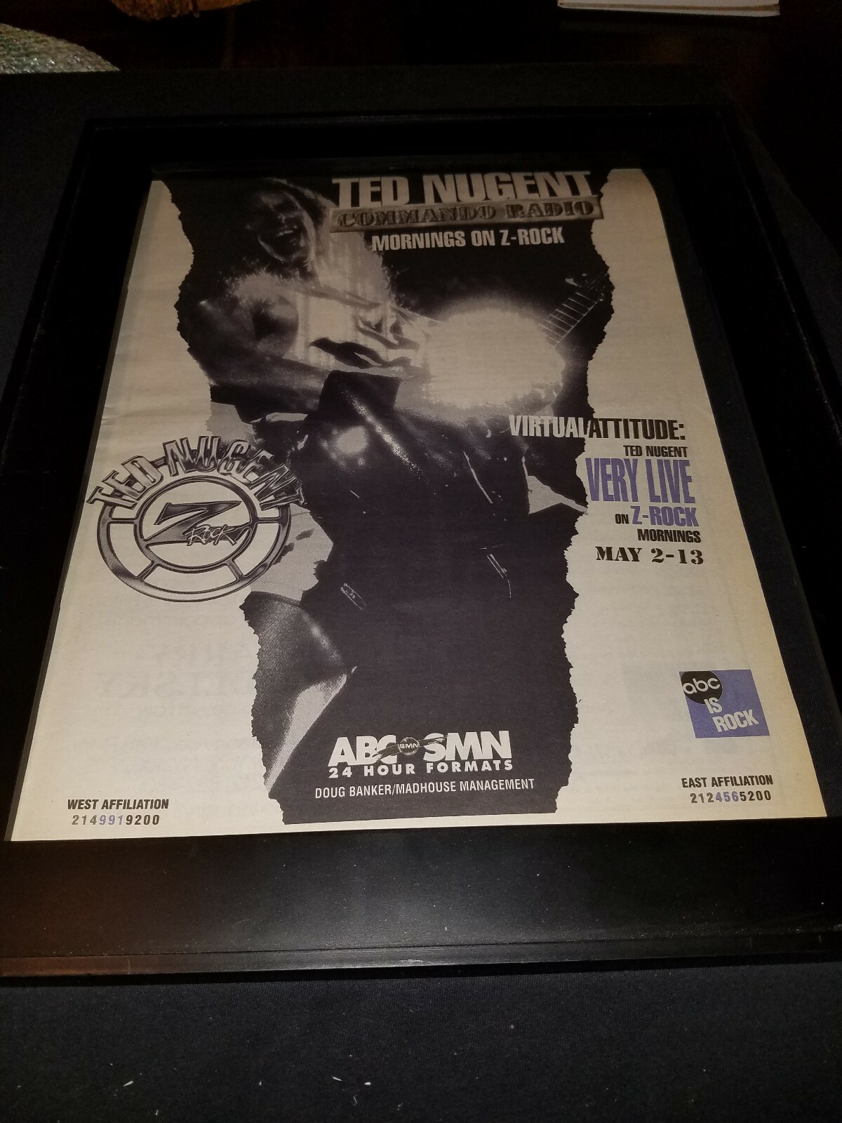 Ted Nugent Commando Radio Rare Original Radio Promo Poster Ad Framed ...