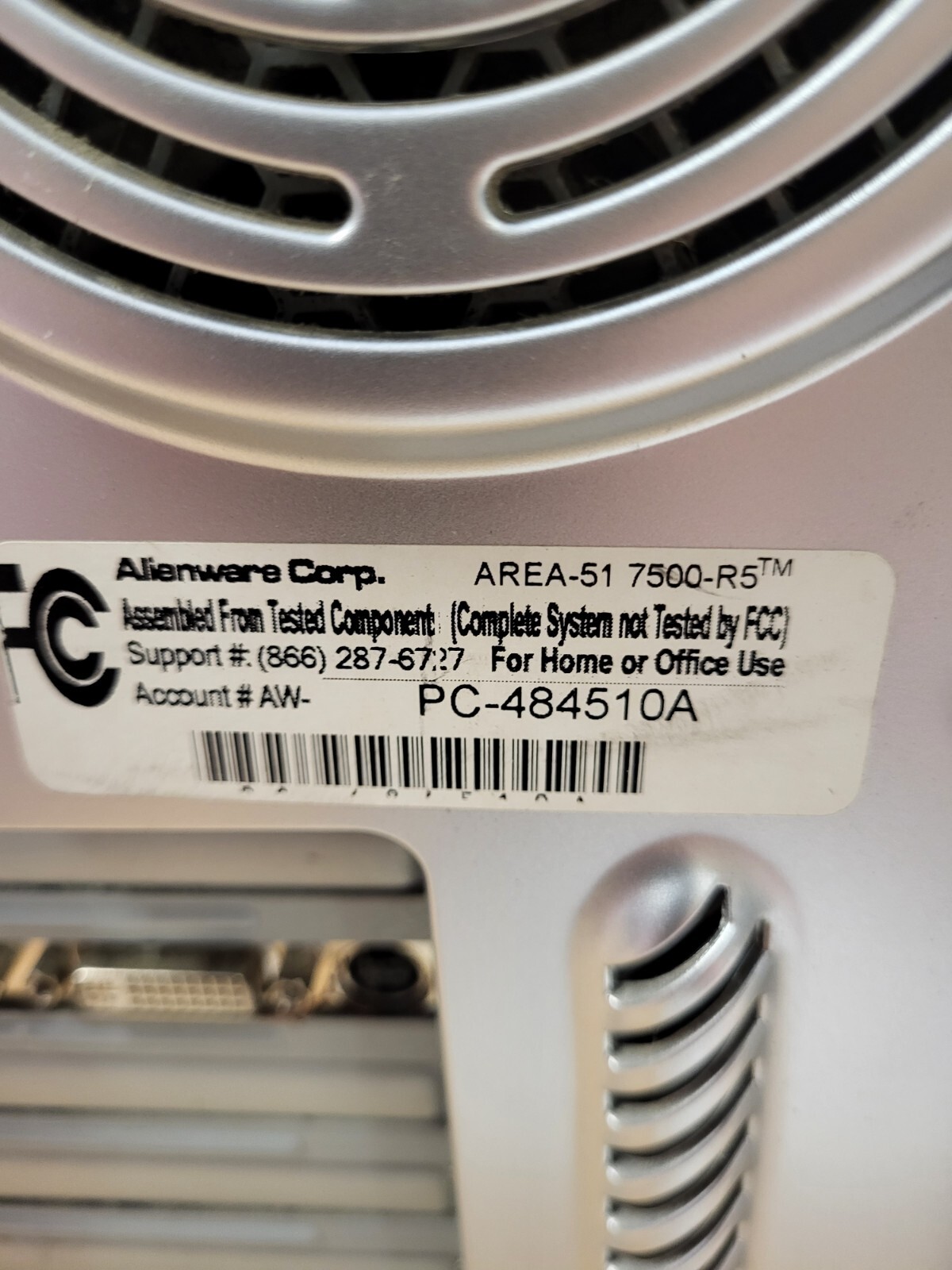 Vintage Alienware Area-51 7500 R5 Desktop Computer Hard Drive