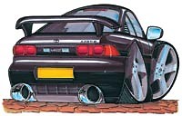 Toyota MR2 MkII SW20 GT Turbo Black Rear View Cartoon t-shirt gt-s ...