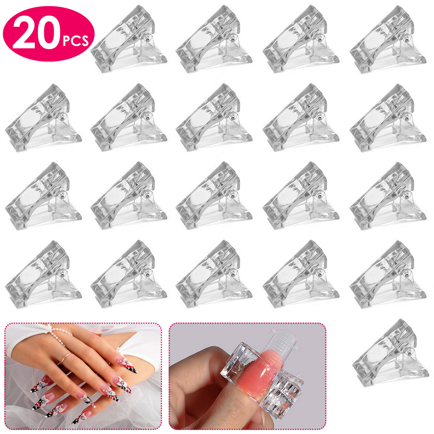 20/40Pcs Pro Nail Tips Clips Finger Poly Gel Quick Building DIY ...