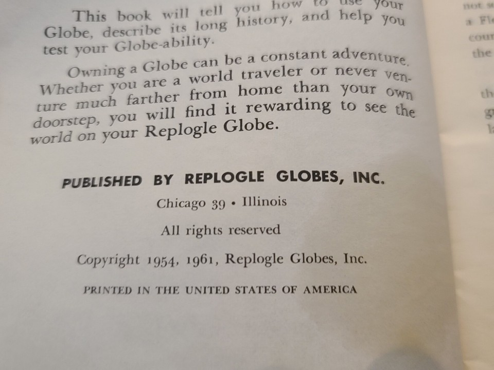1961 The Story Of The Globe Booklet By Replogle Globes Chicago IL 31 ...