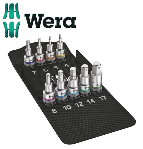 Wera 9 Piece 1/2" Metric Hold Function Hex Allen Key Socket Set 4mm ...