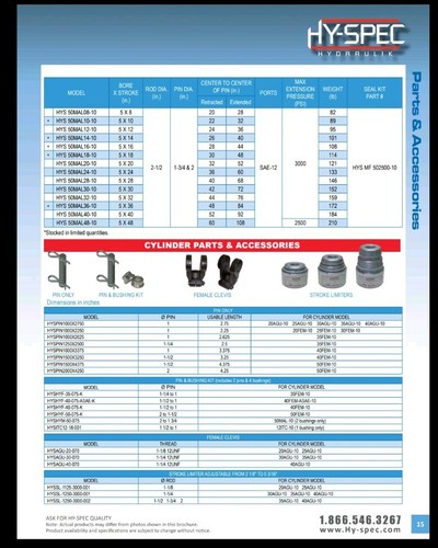 HY-SPEC HYDRAULIK CYLINDER HYS-15MAL06-10 | eBay