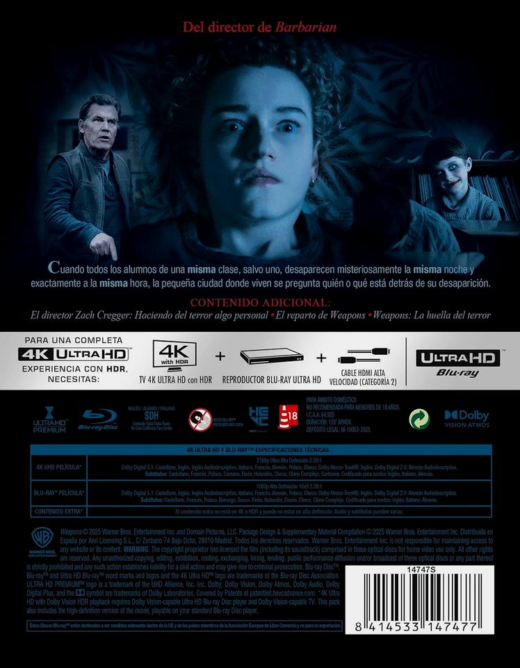 Weapons (Weapons) Limitée 4K UHD + Blu-Ray Neuf Scelle Steelbook ...