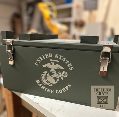 USMC Ammo Box – Handcrafted Wood Military Crate – Gift for Marines ...
