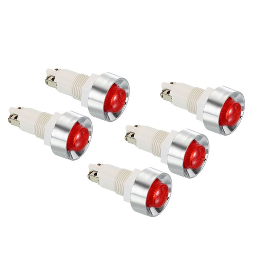 5Pcs AC/DC 12V 12mm Signal Indicator Lights Panel Mount LED Lamp Red ...
