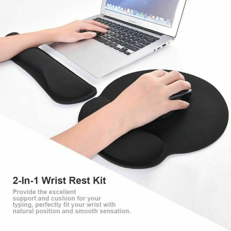 Black PC Laptop 2-in-1 Memory Foam Wrist Rest Pad Keyboard Mouse ...