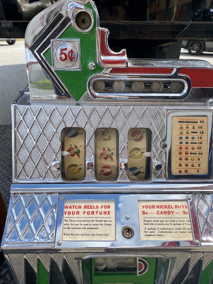 Antique Mills Mystery Front Vender "Cross Diamond" 5 Cent Slot Machine ...