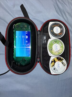 Sony PSP Green Edition, Case Charger And Video Games And Movies ...