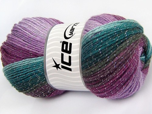(1) 100 gr Magic Glitz 66561 Teal Lilac Moss + Metallic Self-Striping ...