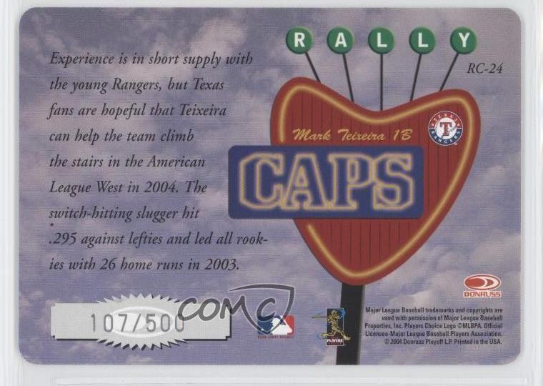 2004 Donruss Studio Rally Caps Die-Cut /500 Mark Teixeira #RC-24 | eBay