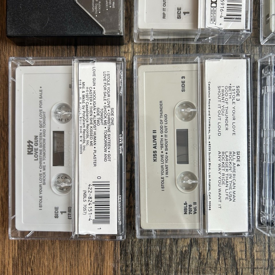 KISS Cassette Tape Lot 12 Albums Lick It Up Destroyer Alive II Love Gun ...