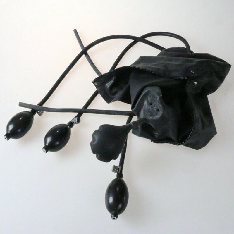 Latex Gummi Hood Rubber Mask with Inflatable Long Tube BDSM Asphyxia ...