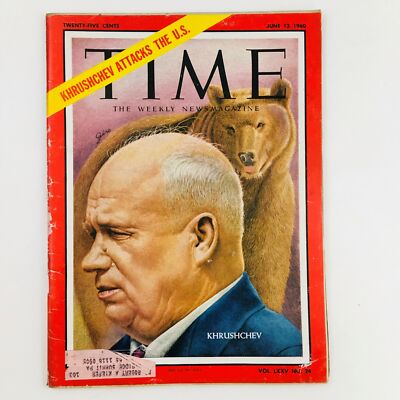 VTG Time Magazine June 13 1960 Vol. 75 No. 24 Nikita Khrushchev Attacks ...