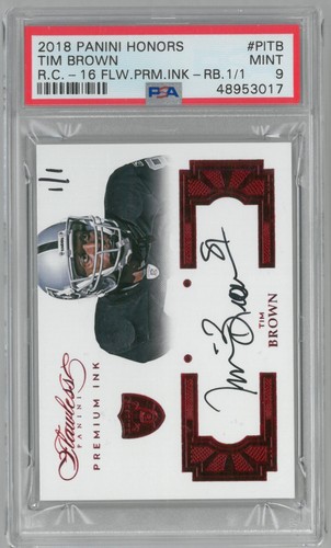 2018 Panini Honors 2016 Flawless TIM BROWN Premium Ink Auto 1/1 ~ PSA 9 ...