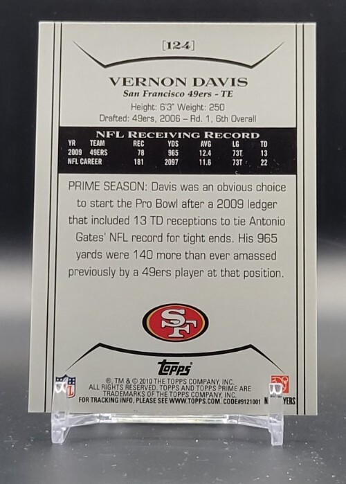 2010 Topps Prime Gold /199 Vernon Davis #124 San Francisco 49ers | eBay