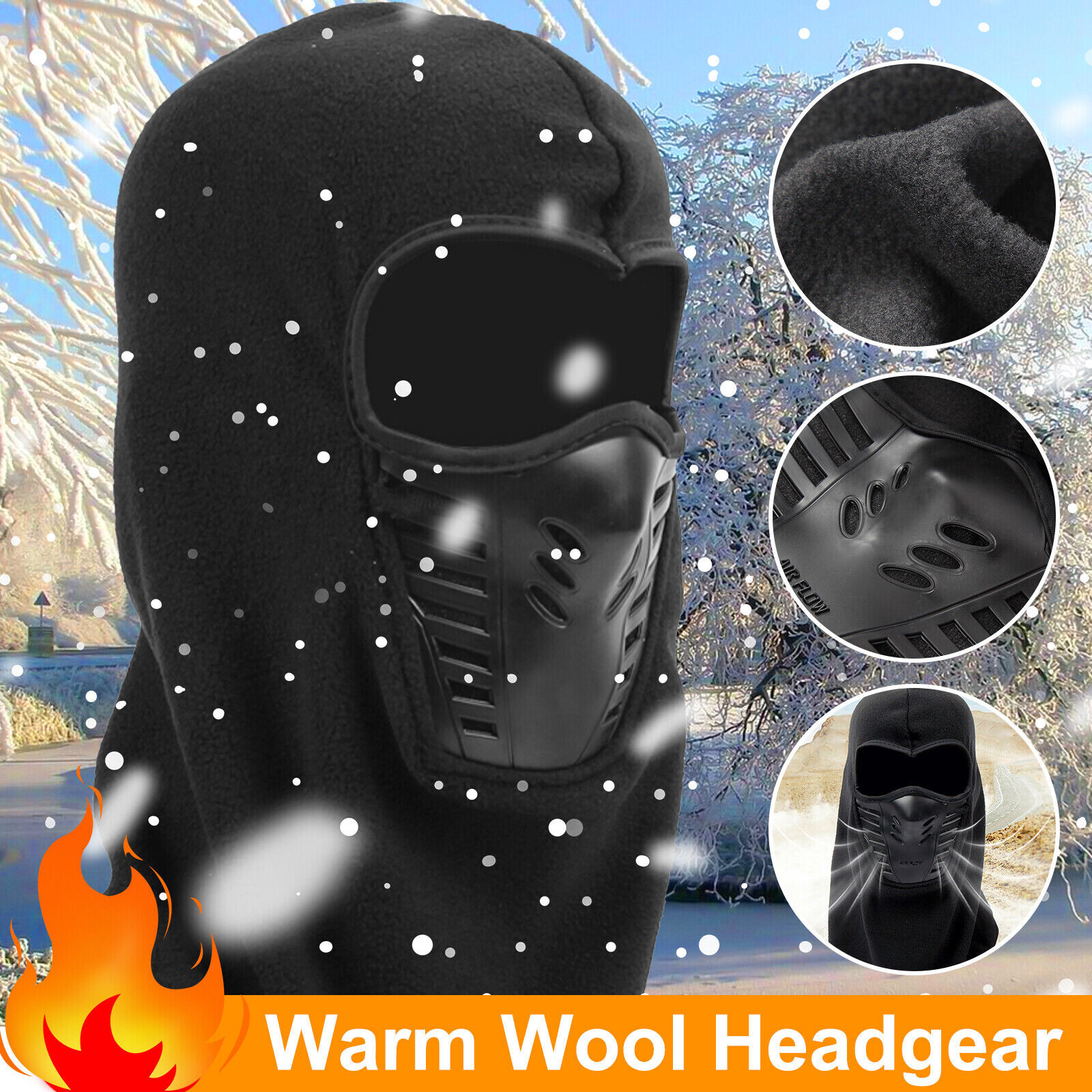 Outdoor Ninja Full Face Mask Cold Weather Balaclava Windproof Fleece ...