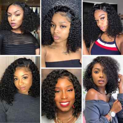 Jerry Curly Front Wig Short Bob Frontal Hair Wigs Brazilian Remy Pre ...